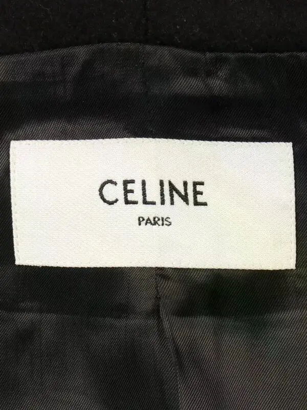 Celine Wool And Leather Hooded Jacket With Appliqué Logo