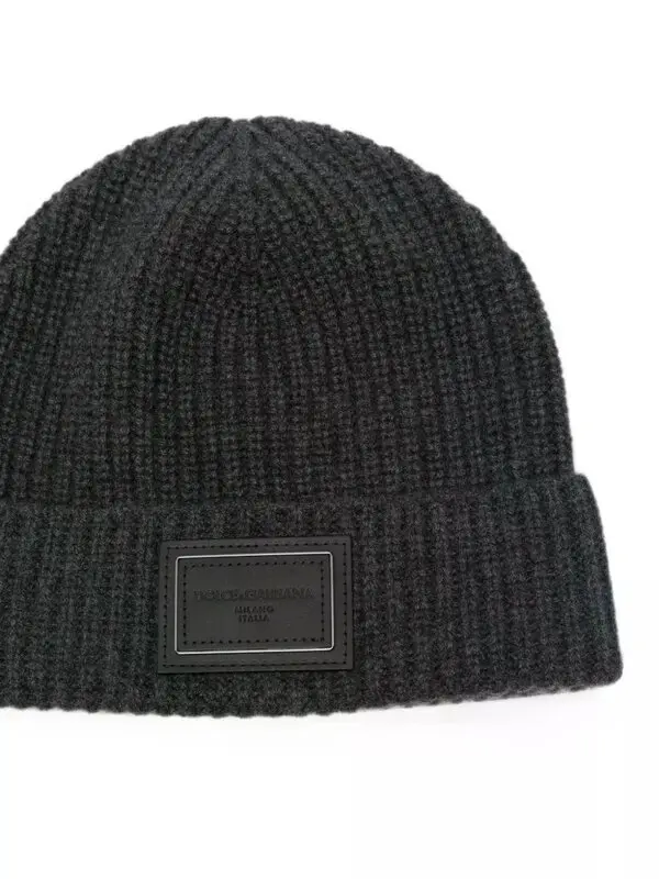 Dolce & Gabbana Logo-patch Ribbed-knit Beanie Hat