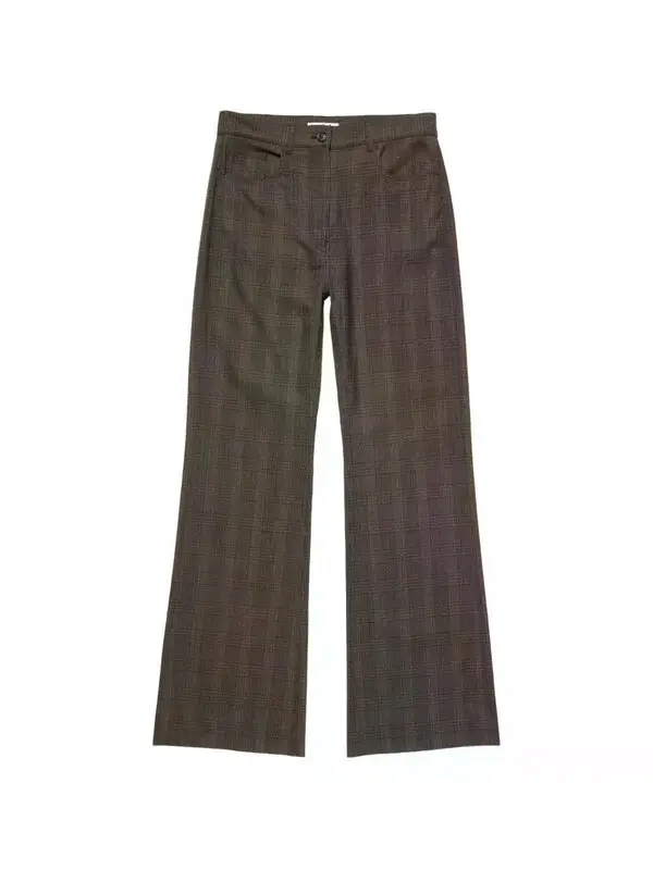 Acne Studios Tailored Wool Check Trousers - Brown