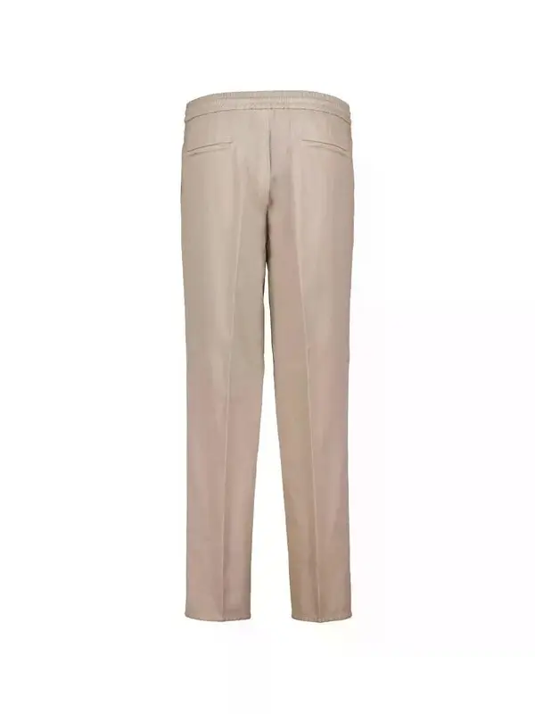 Brunello Cucinelli Drawstring Pleated Cotton Trousers - Neutrals