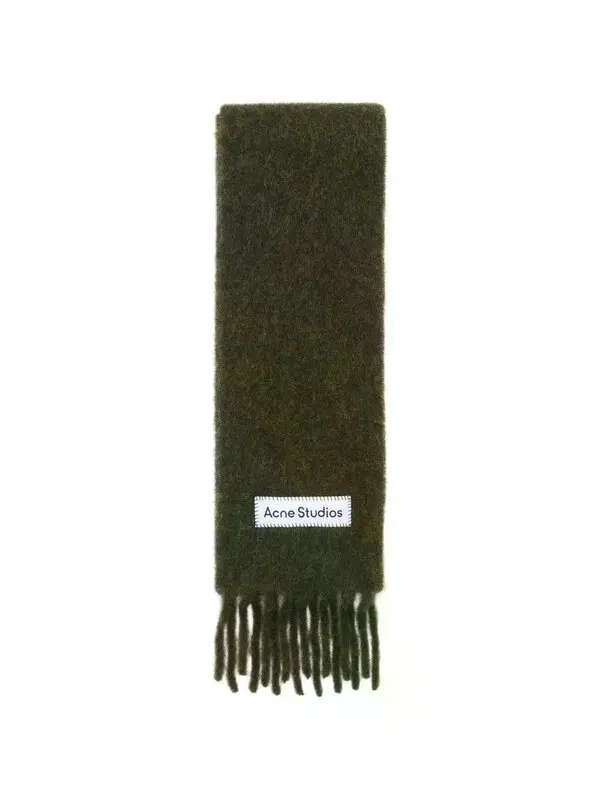Acne Studios Fringed Logo-patch Scarf - Green