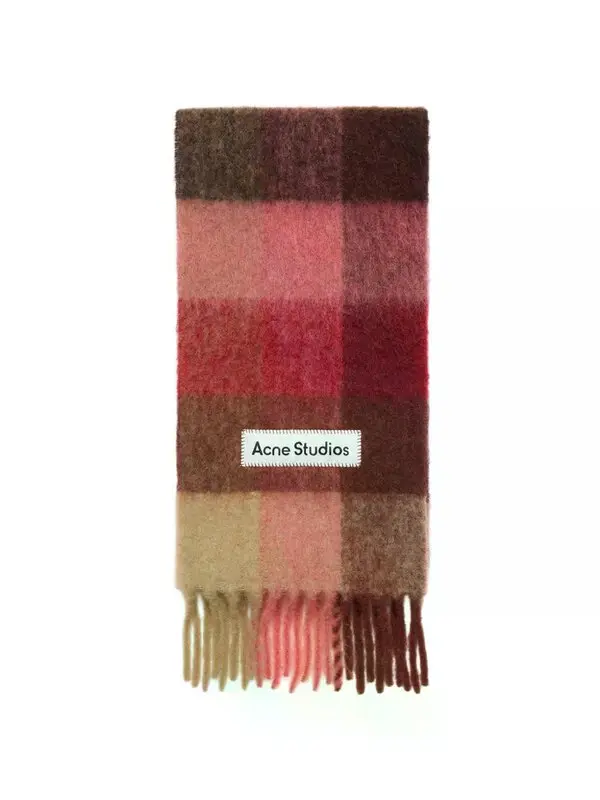 Acne Studios Mohair Check Scarf - Red