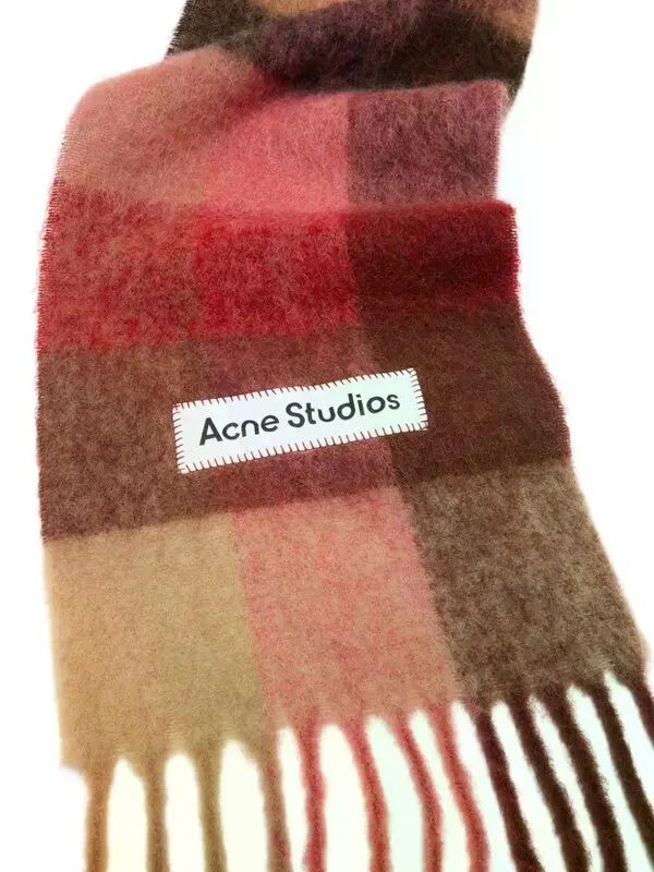 Acne Studios Mohair Check Scarf - Red