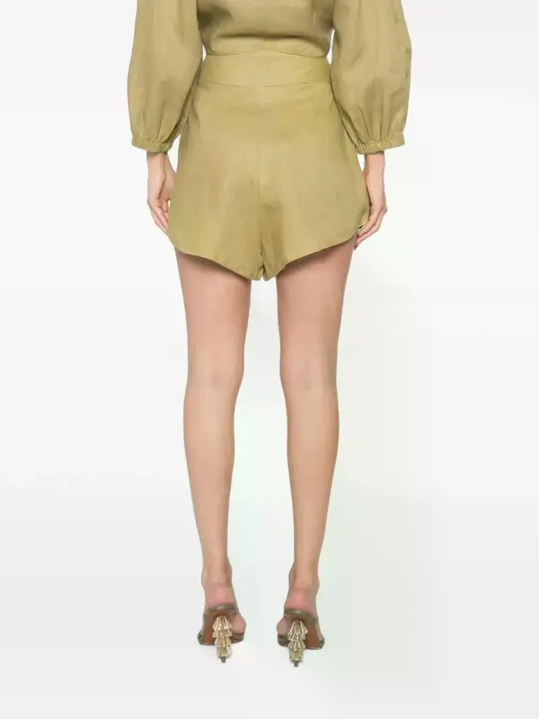 ADRIANA DEGREAS Pleated High-waisted Shorts