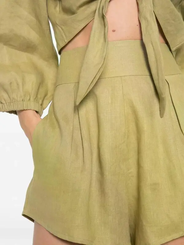 ADRIANA DEGREAS Pleated High-waisted Shorts