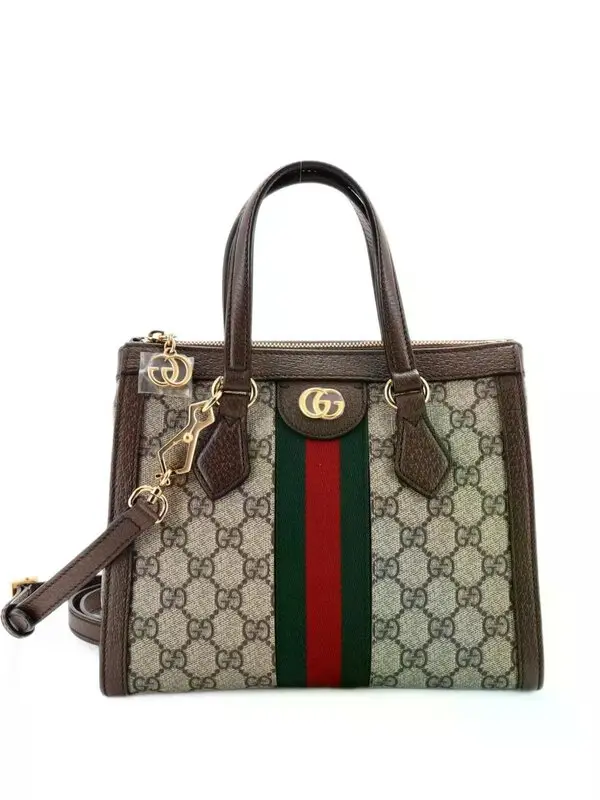 Gucci Ophidia Top Handle Gg Coated Canvas Small Tote Bag - Brown