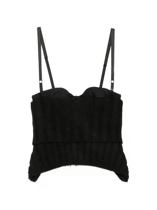 Dolce & Gabbana Ribbed-knit Corset Top - Black