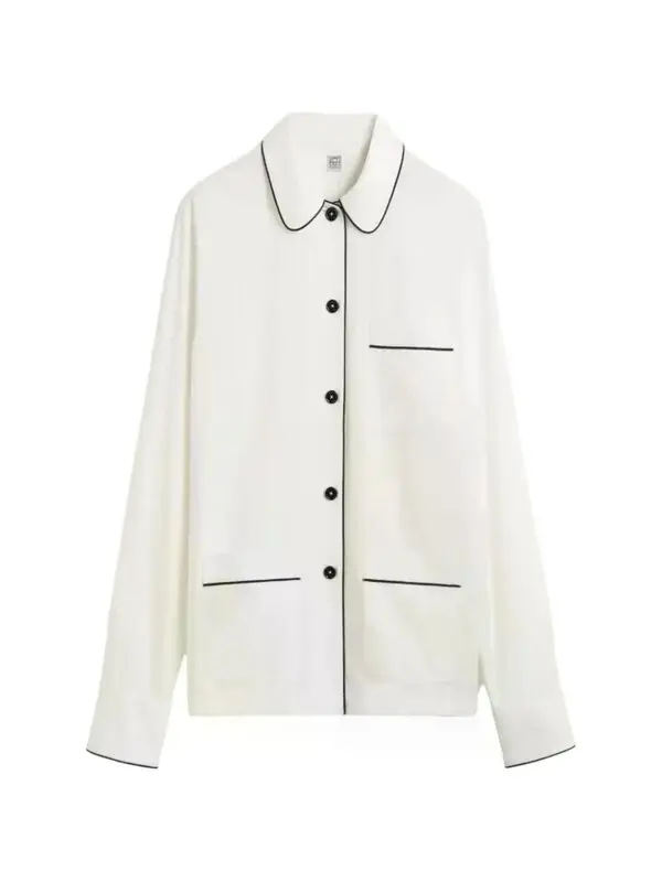 TOTEME Piped-trim Silk Shirt - White