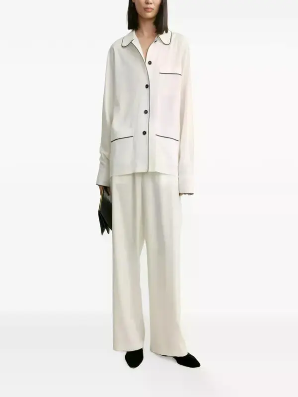 TOTEME Piped-trim Silk Shirt