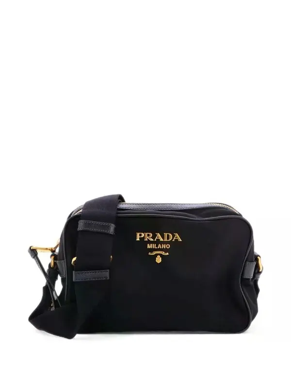 Prada Camera Bag Tessuto Medium Crossbody Bag - Black