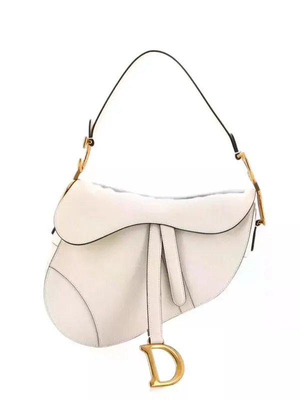 Dior Saddle Handbag Leather Medium Shoulder Bag - White