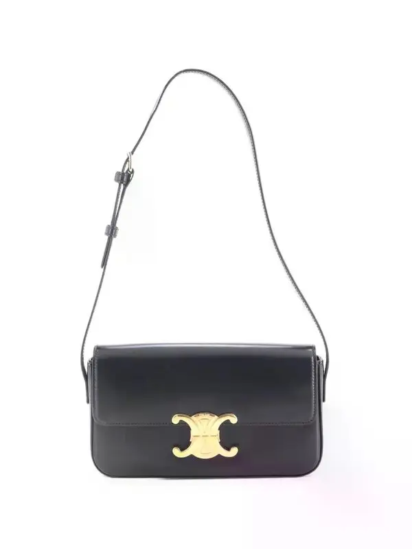 Celine Triomphe East-west Smooth Calfskin Shoulder Bag - Black