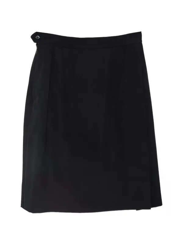 Saint Laurent 1980s Pleated Button-fastening Skirt - Black