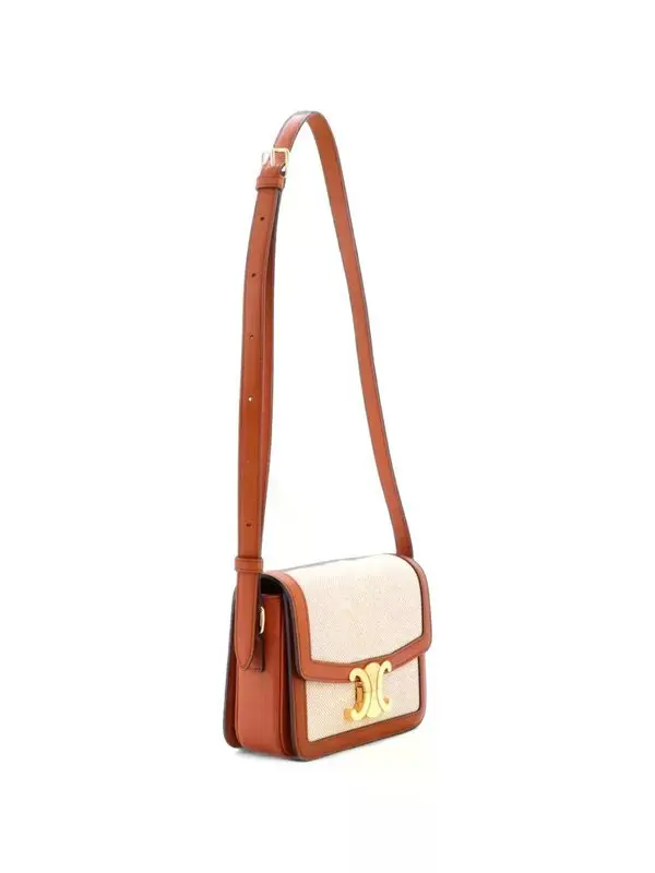 Celine Triomphe Shoulder Bag Canvas With Leather - Brown