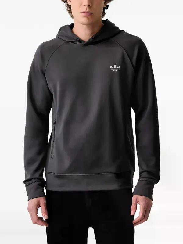 Adidas Logo-print Raglan-sleeve Hoodie - Grey