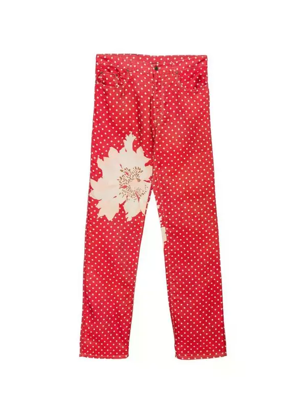 Gianfranco Ferre 1990s Polka-dot Floral-print Trousers