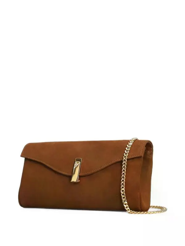 GIUSEPPE ZANOTTI Flutie Logo-plaque Chain-link Suede Clutch Bag - Brown