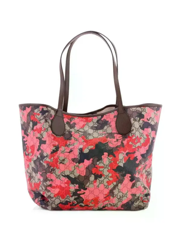 Gucci Gg Open Gg Camouflage Coated Canvas Large Tote Bag