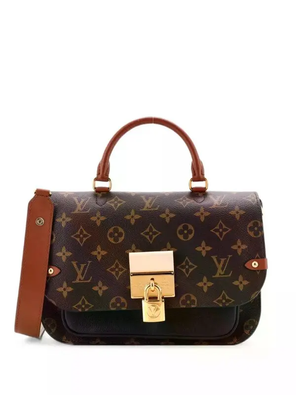 LOUIS VUITTON Monogram Canvas Leather Satchel Handbag - Black