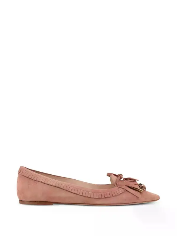 TOD'S Fringe-trim Crystal-embellished Ballet Flats - Pink