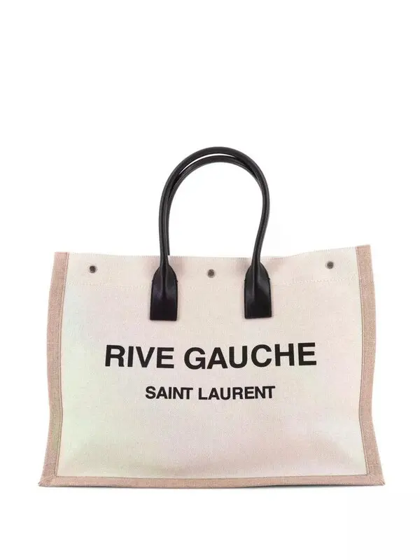 Saint Laurent Rive Gauche Canvas Large Tote Bag - Neutrals