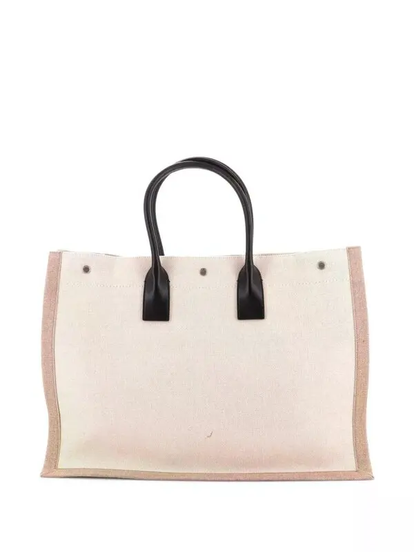 Saint Laurent Rive Gauche Canvas Large Tote Bag - Neutrals