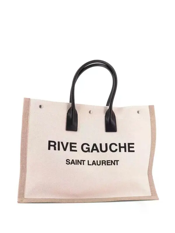 Saint Laurent Rive Gauche Canvas Large Tote Bag - Neutrals