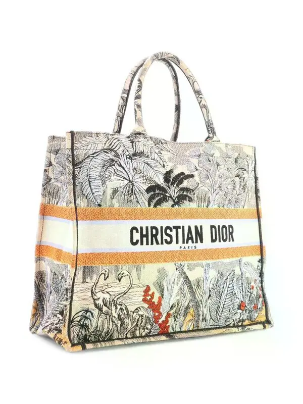 Dior Book Embroidered Canvas Large Tote Bag - Neutrals