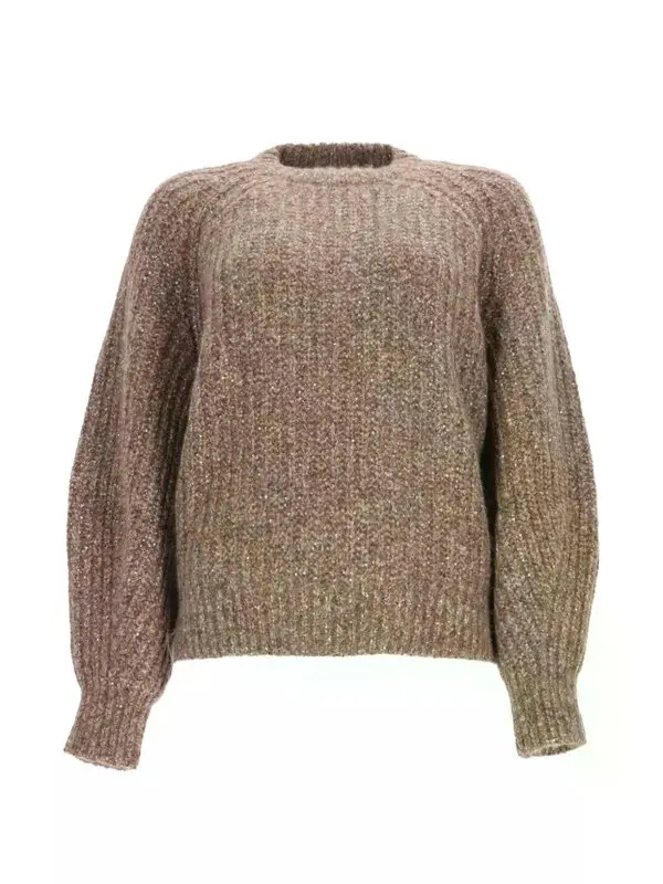 Brunello Cucinelli Sequin-embellished Ribbed-knit Sweater - Brown