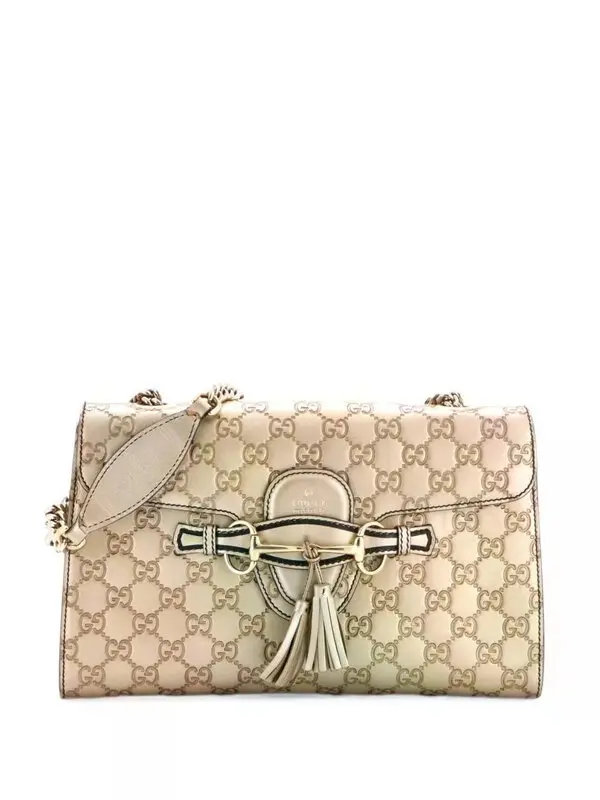 Gucci Emily Chain Flap Bag Guccissima Leather Medium Shoulder Bag - Gold