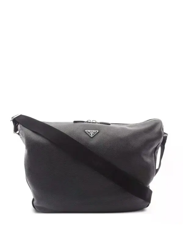 Prada Leather Messenger Bag - Black