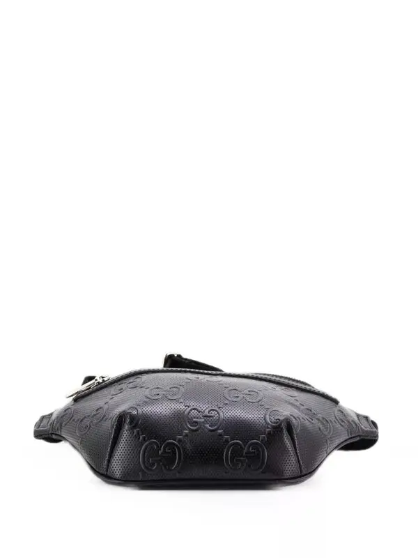 Gucci Gg Embossed Perforated Leather Small Belt Bag - Black