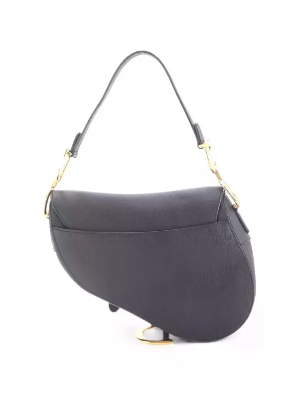 Dior Saddle Handbag Leather Medium Shoulder Bag - Black