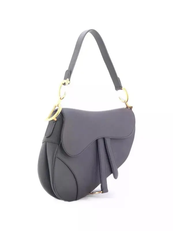 Dior Saddle Handbag Leather Medium Shoulder Bag - Black