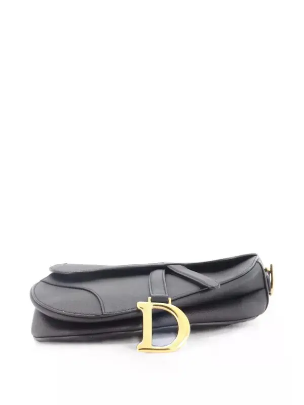 Dior Saddle Handbag Leather Medium Shoulder Bag - Black