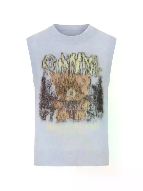 GANNI Graphic-print Vest - Blue