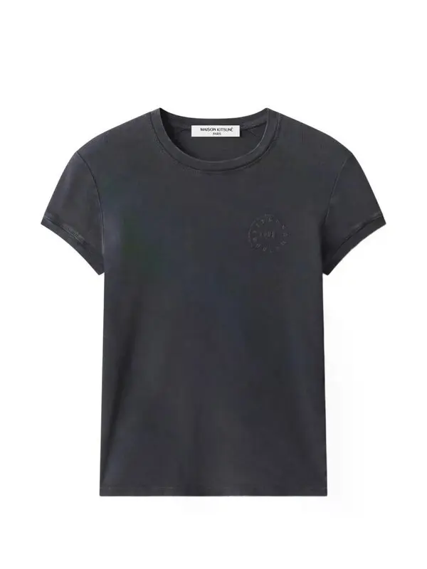 Maison Kitsuné Circle Stamp Logo-embroidered T-shirt - Grey