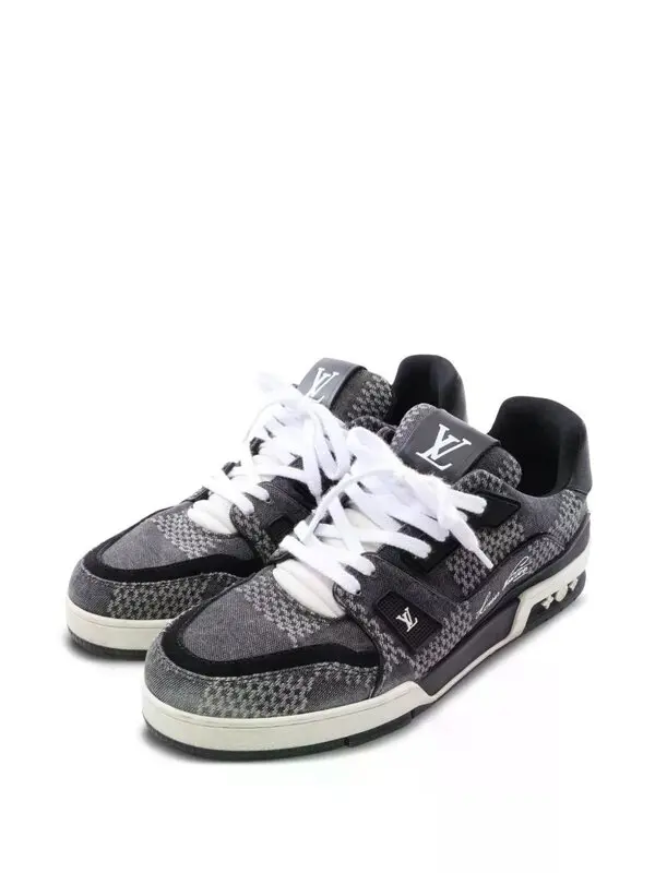 LOUIS VUITTON Monogram Denim Trainer Sneakers - Grey
