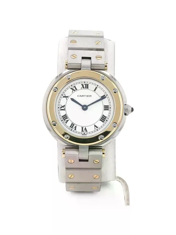 Cartier 1980s Santos Ronde 27mm Watch - White
