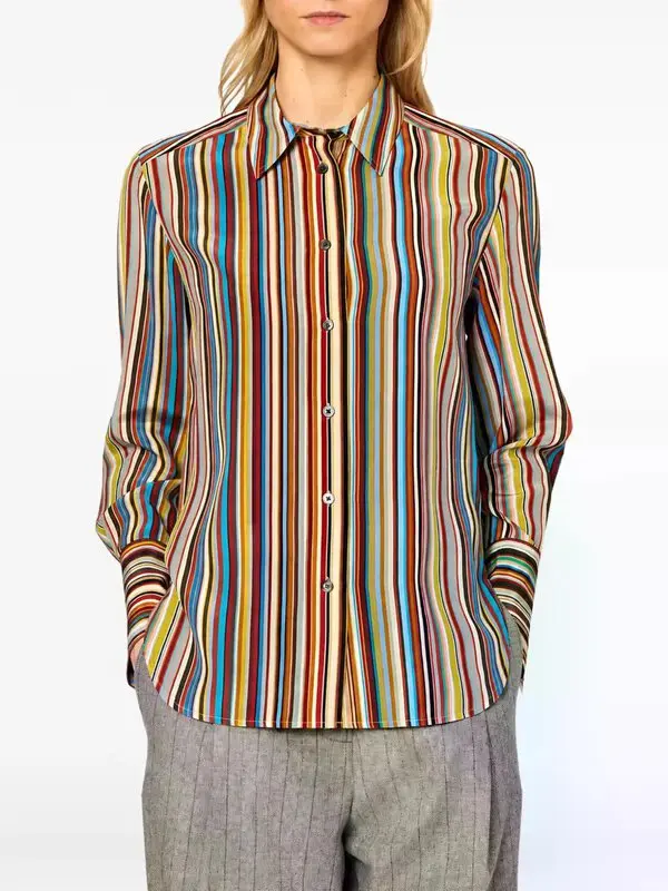 Paul Smith Artist Stripe Silk Shirt - Neutrals