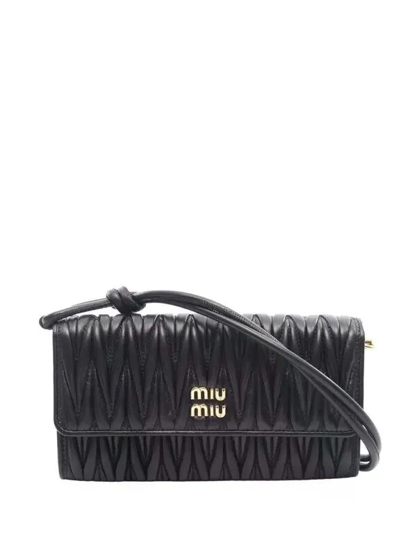 Miu Miu 2010-2026 Matellase Nappa Wallet On Chain Crossbody Bag - Black