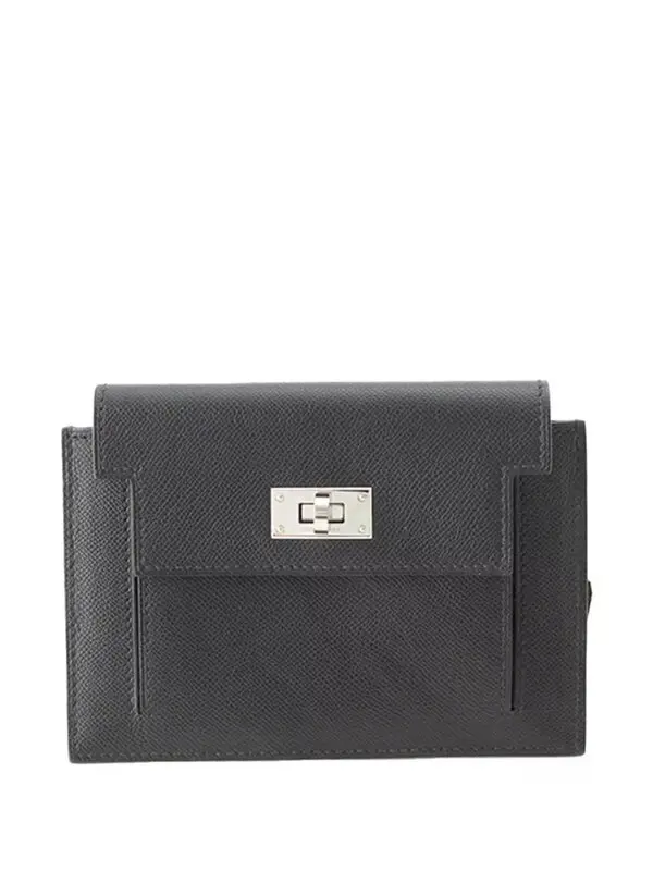 Hermès 2021 Veau Madame Kelly Pocket Compact Wallet Coin Pouch - Black