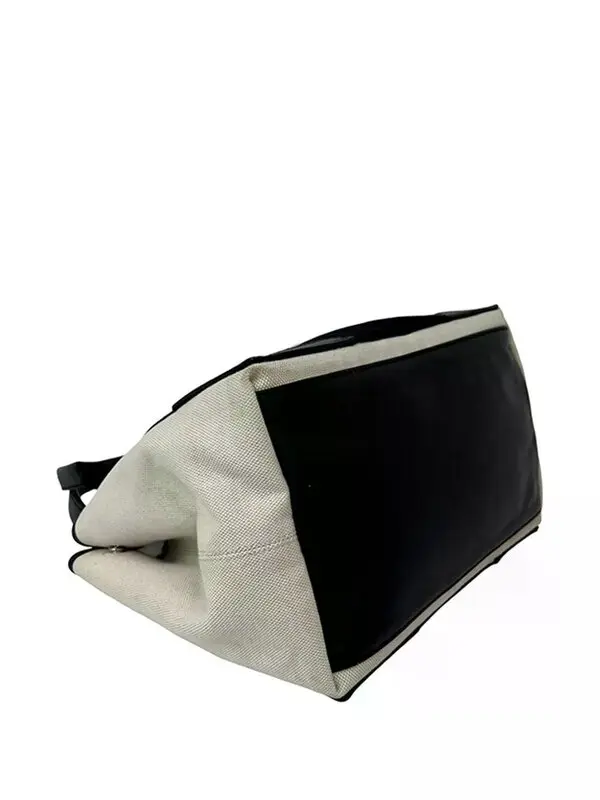 Balenciaga Navy Cabas S Canvas Tote Bag - White