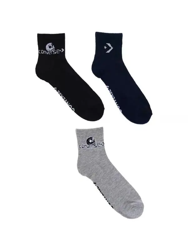 CONVERSE Logo-print Three Pack Socks - Black