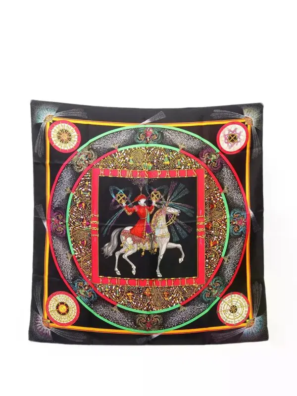 Hermès 2010s Fireworks Silk Scarf - Black