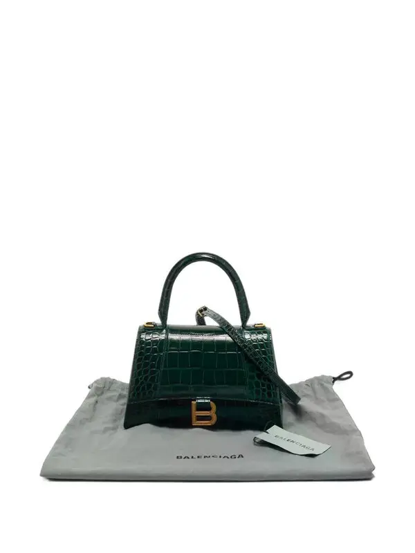 Balenciaga Small Hourglass Croc-embossed Tote Bag