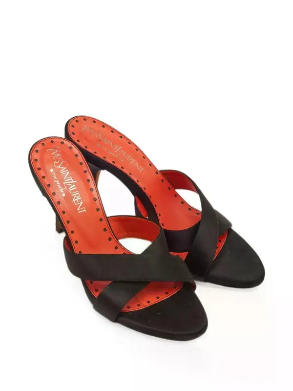 Saint Laurent Criss-cross Satin Sandals - Black
