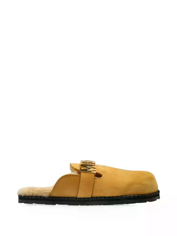 Moschino Logo-plaque Shearling-lined Mules - Yellow