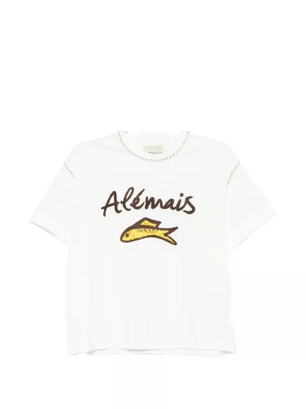 ALEMAIS Logo-embroidered Cuffed T-shirt - White