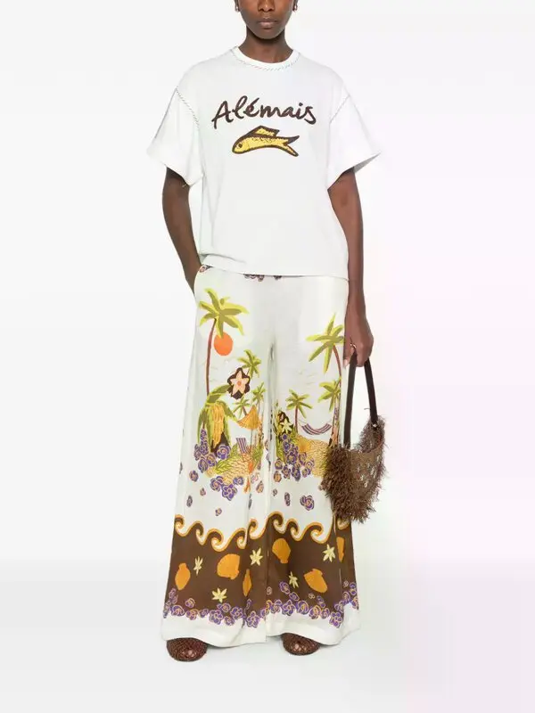 ALEMAIS Logo-embroidered Cuffed T-shirt